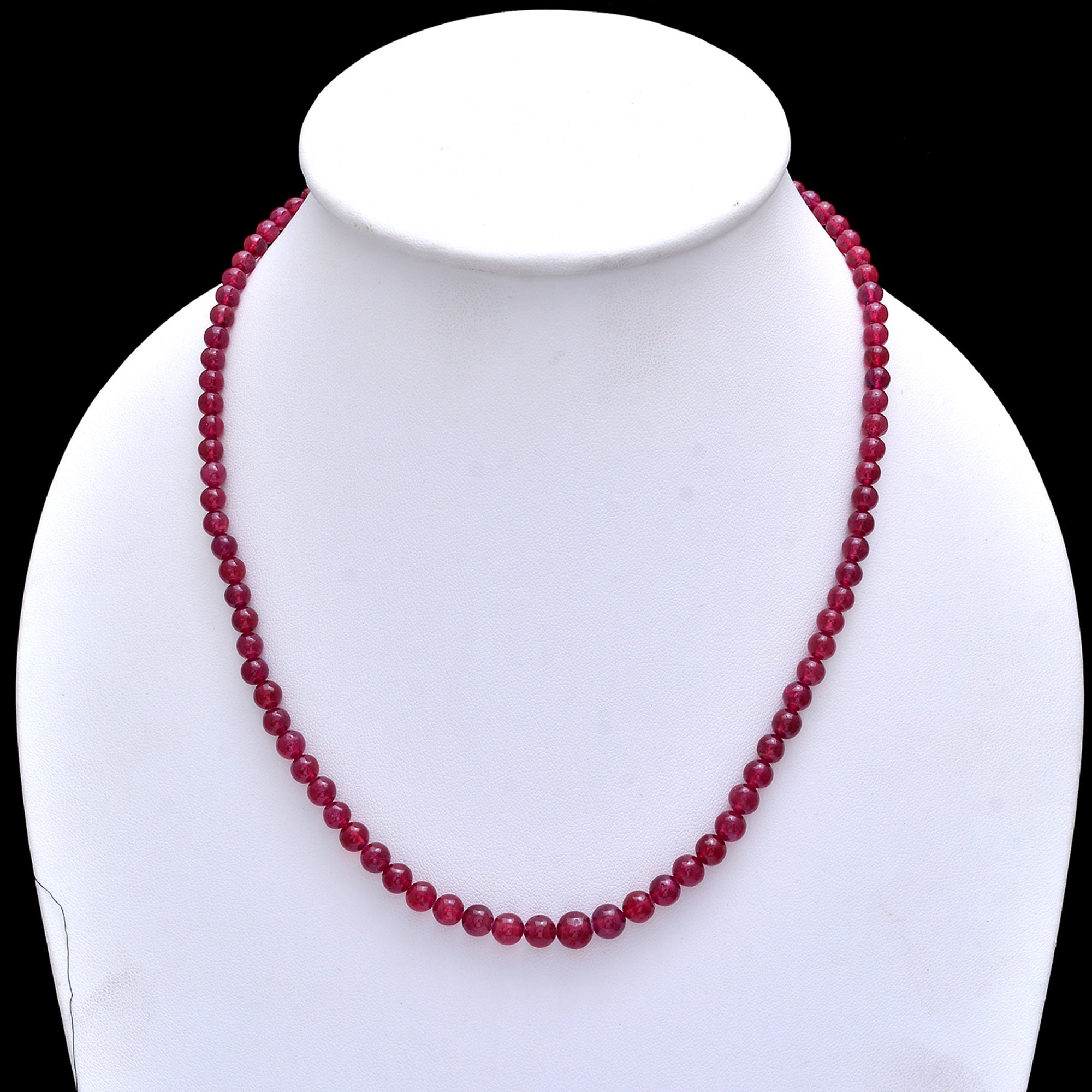 Ruby Glass Filled Smooth Round Beads Necklace 4.5-7mm Ruby | Etsy