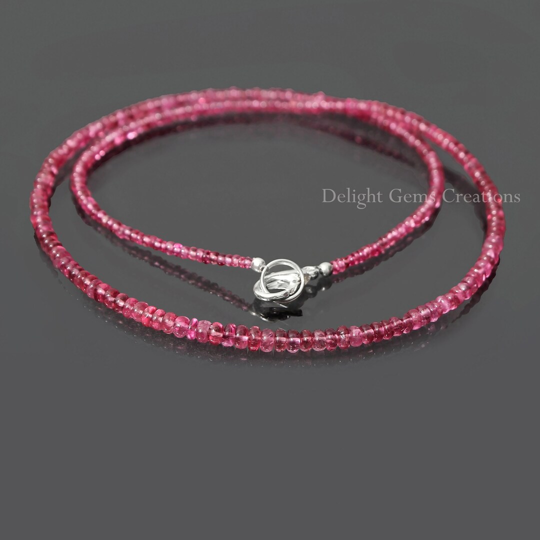 Custom Red Spinel Beaded Necklace, 2mm-3.5mm Red Spinel Smooth Rondelle ...