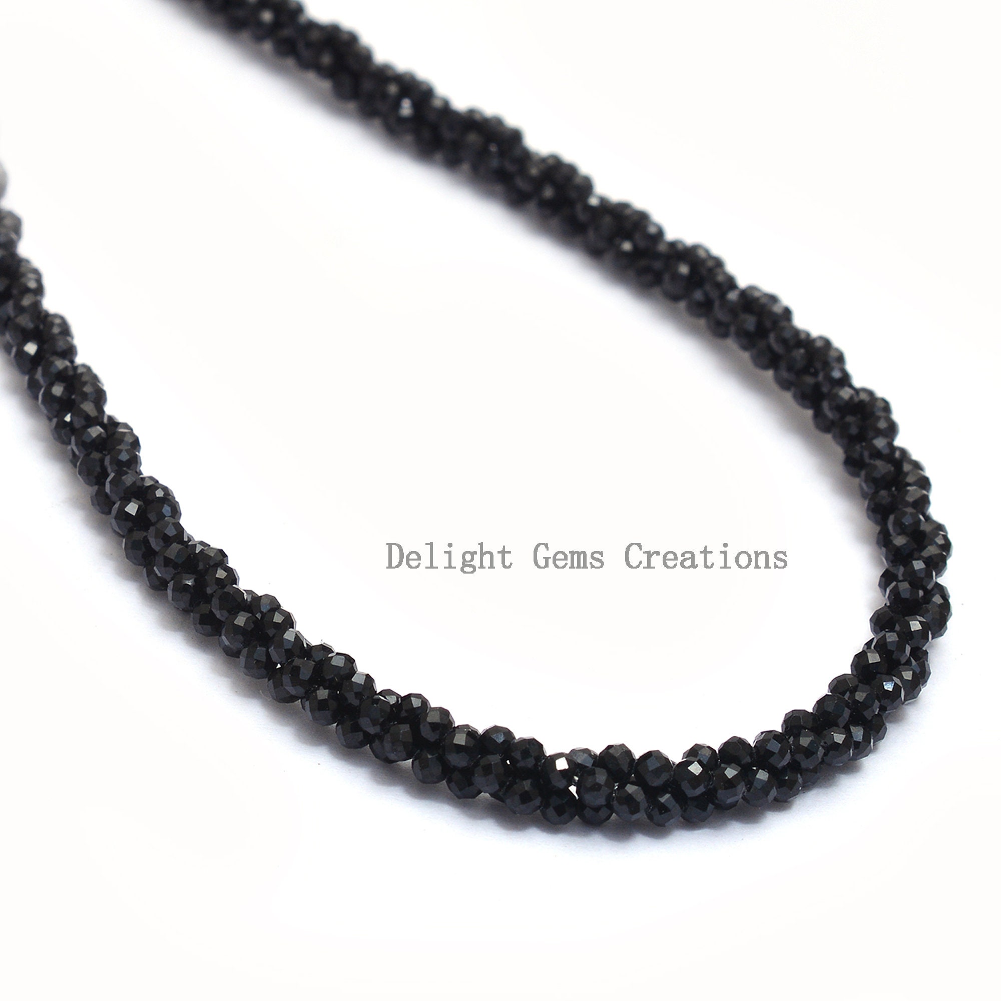 Black Spinel Micro Faceted Beads Necklace 2-2.5mm Spinel | Etsy