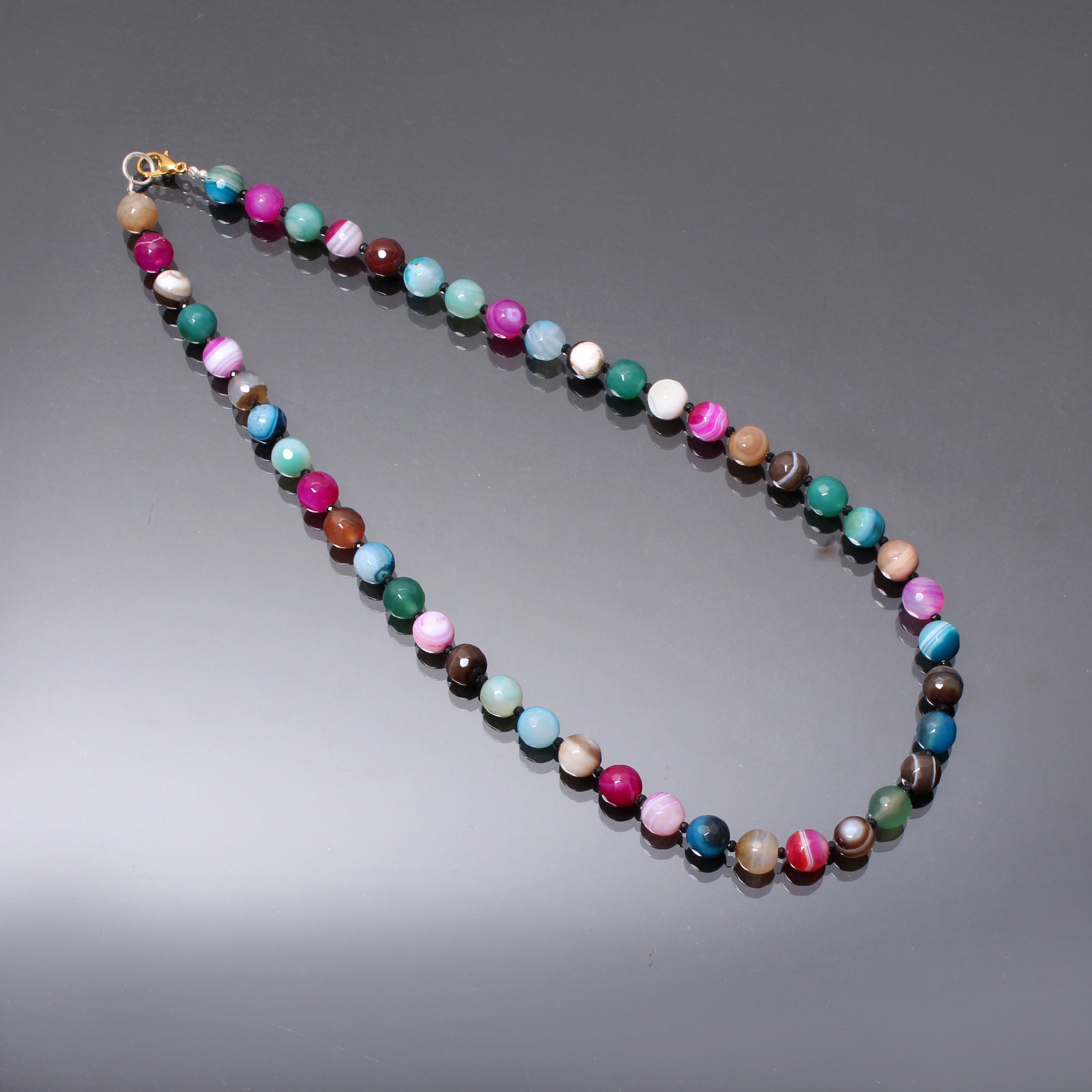 Beautiful Multi Color Agate Gemstone Bead Necklace 8mm Round - Etsy
