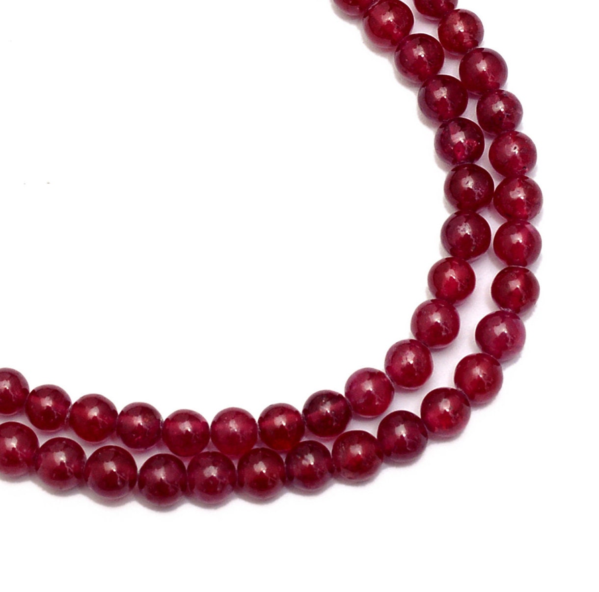 Ruby Glass Filled Smooth Round Beads Necklace 4.5-7mm Ruby | Etsy