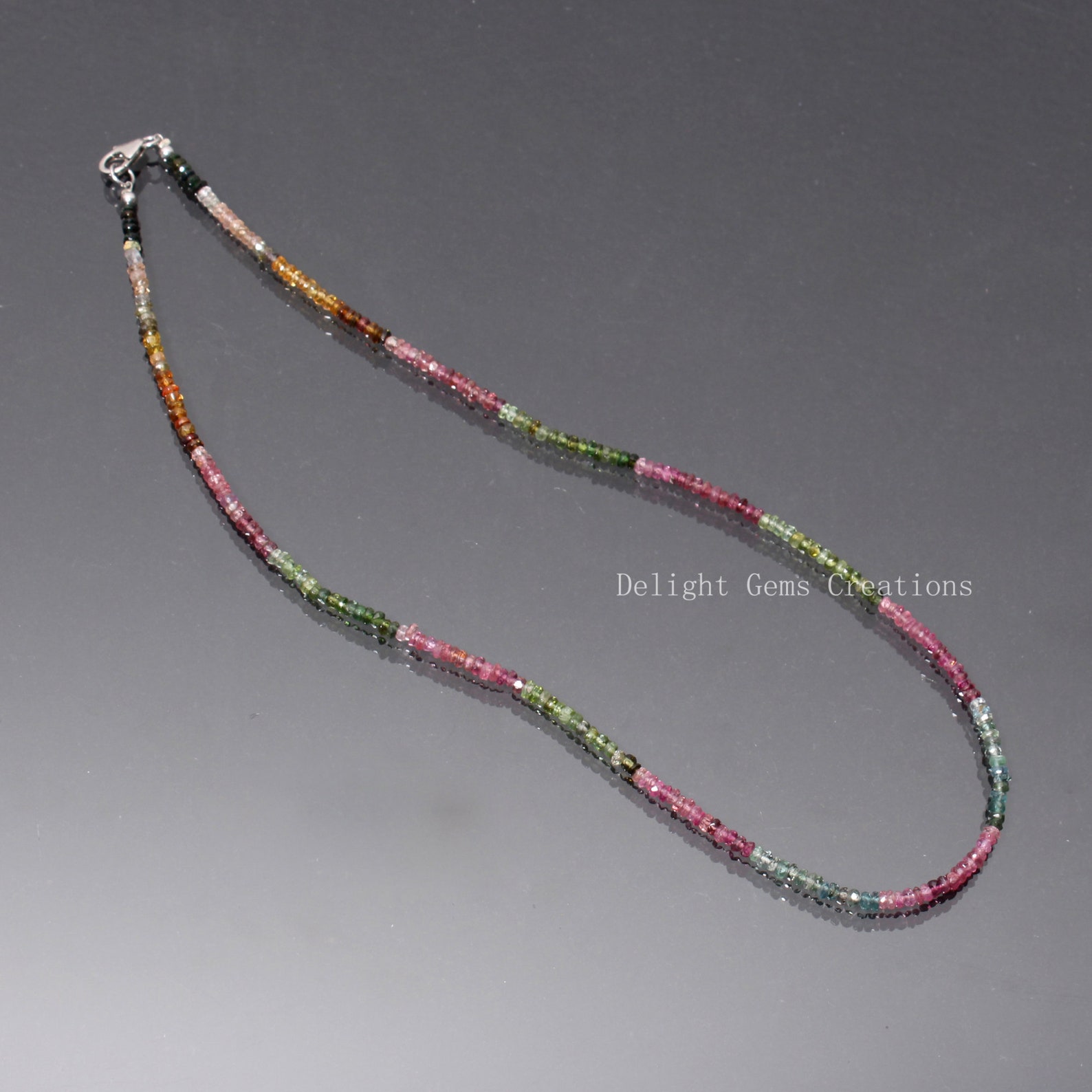 Multi Tourmaline Necklace, 3mm-3.5mm Watermelon Tourmaline Faceted ...