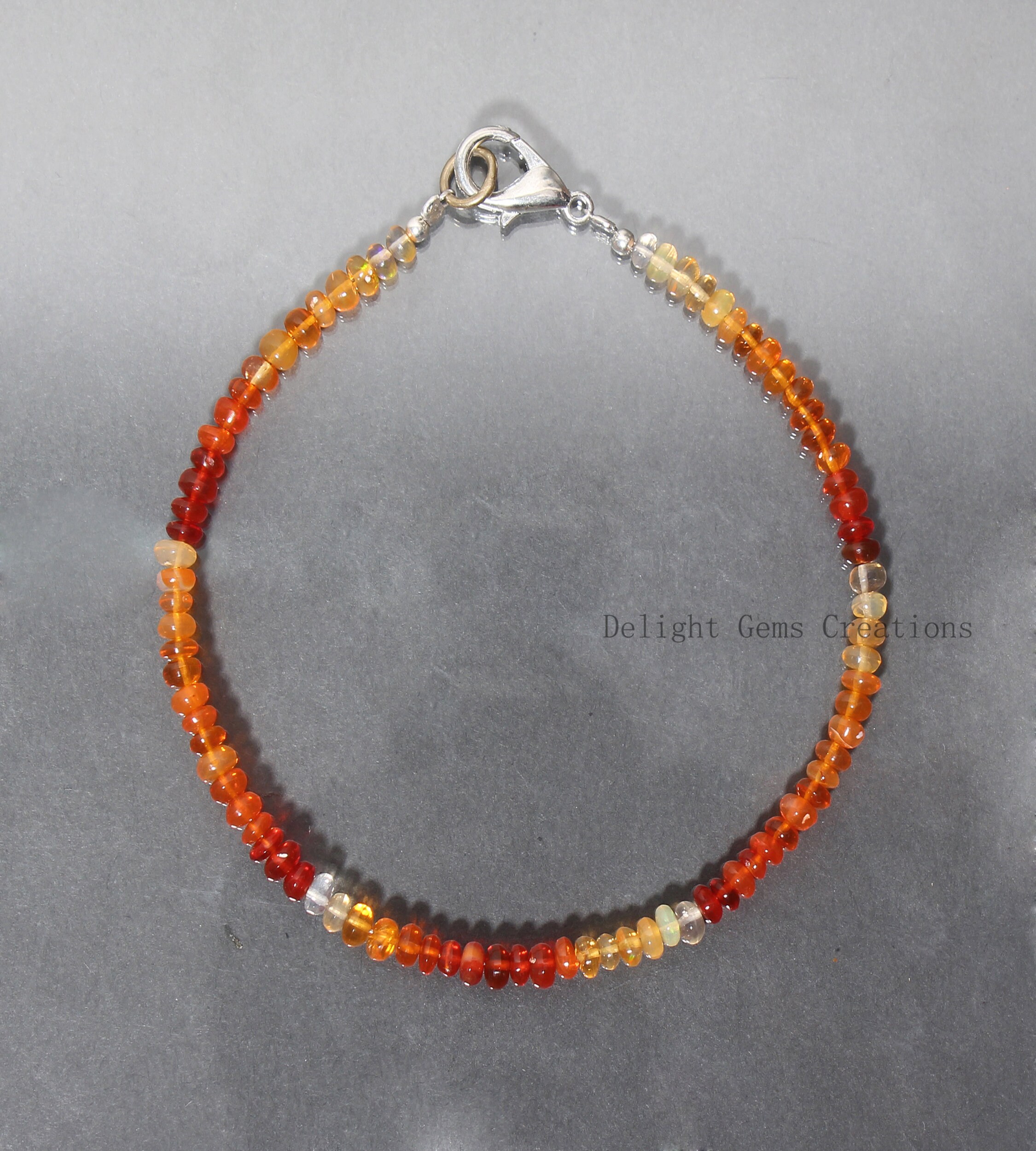 Mexican Fire Opal Bracelet Beaded Gemstone Bracelet Womens - Etsy