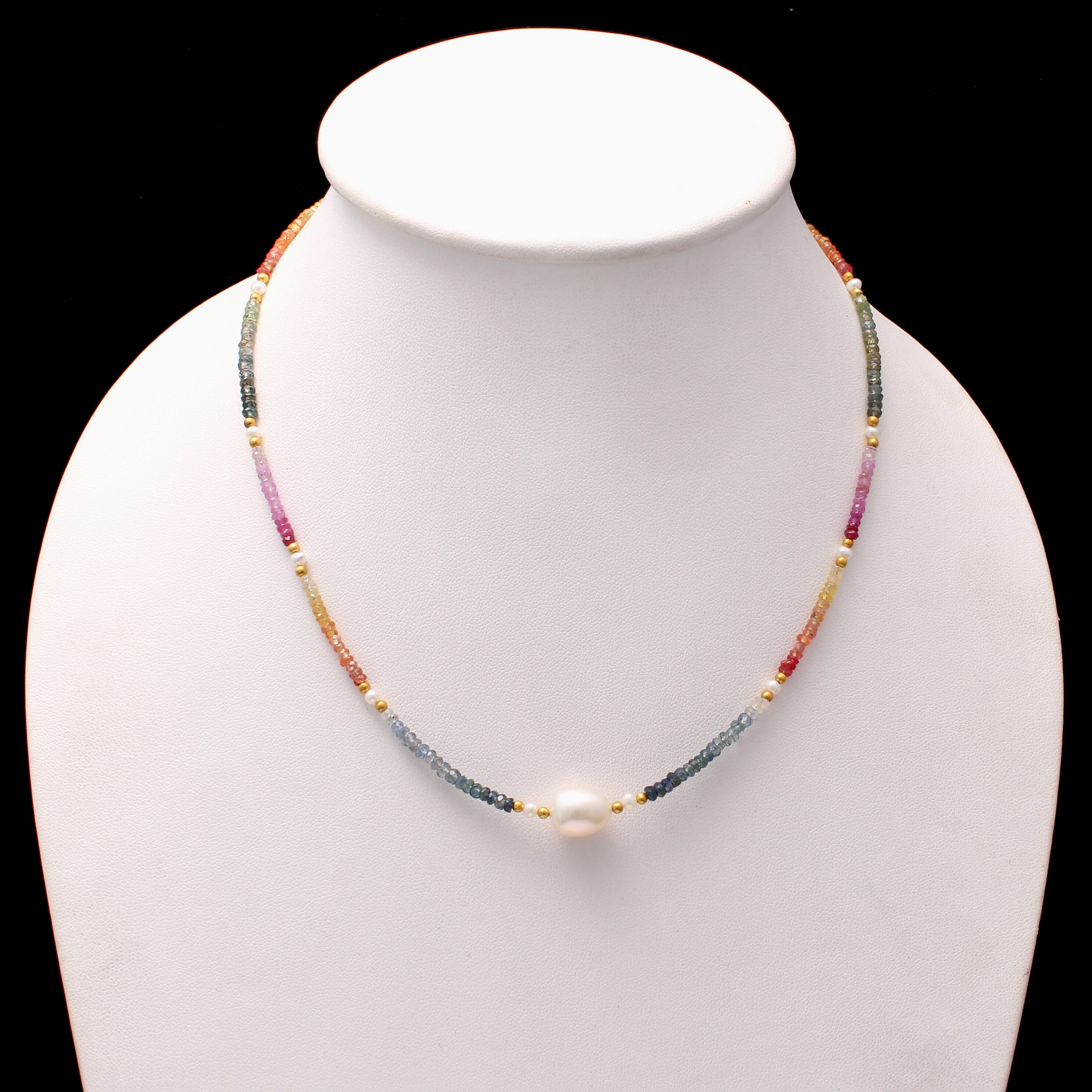 Natural Multi Sapphire Beaded Necklace 3.5-4mm Multi Color | Etsy