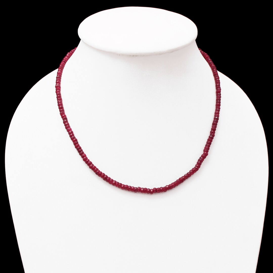 Ruby Beads Necklace 4MM-6MM, Pink Ruby Gemstone Beaded Necklace, Ruby ...