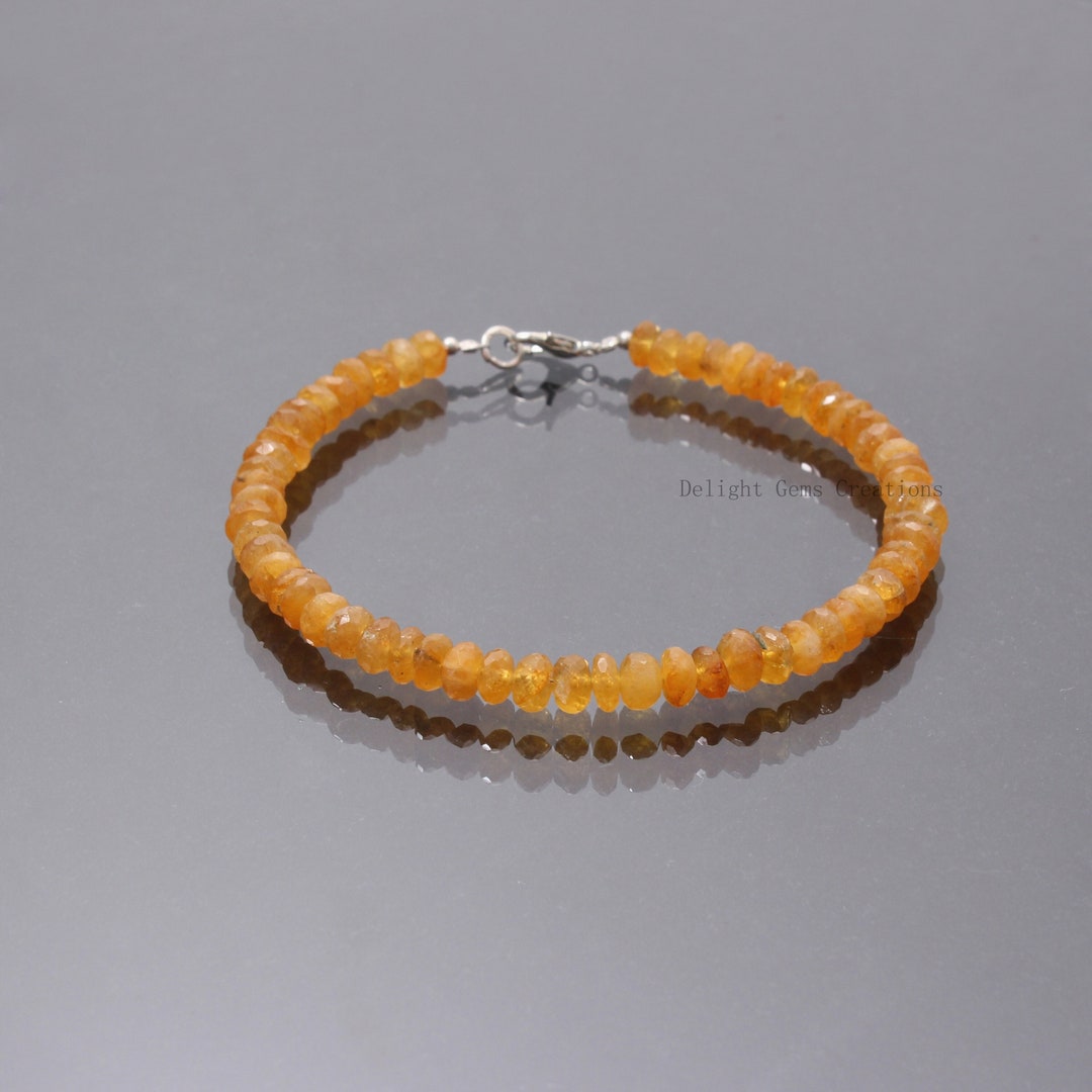 Stunning Yellow Heliodor Golden Beryl Gemstone Faceted Beads Bracelet ...