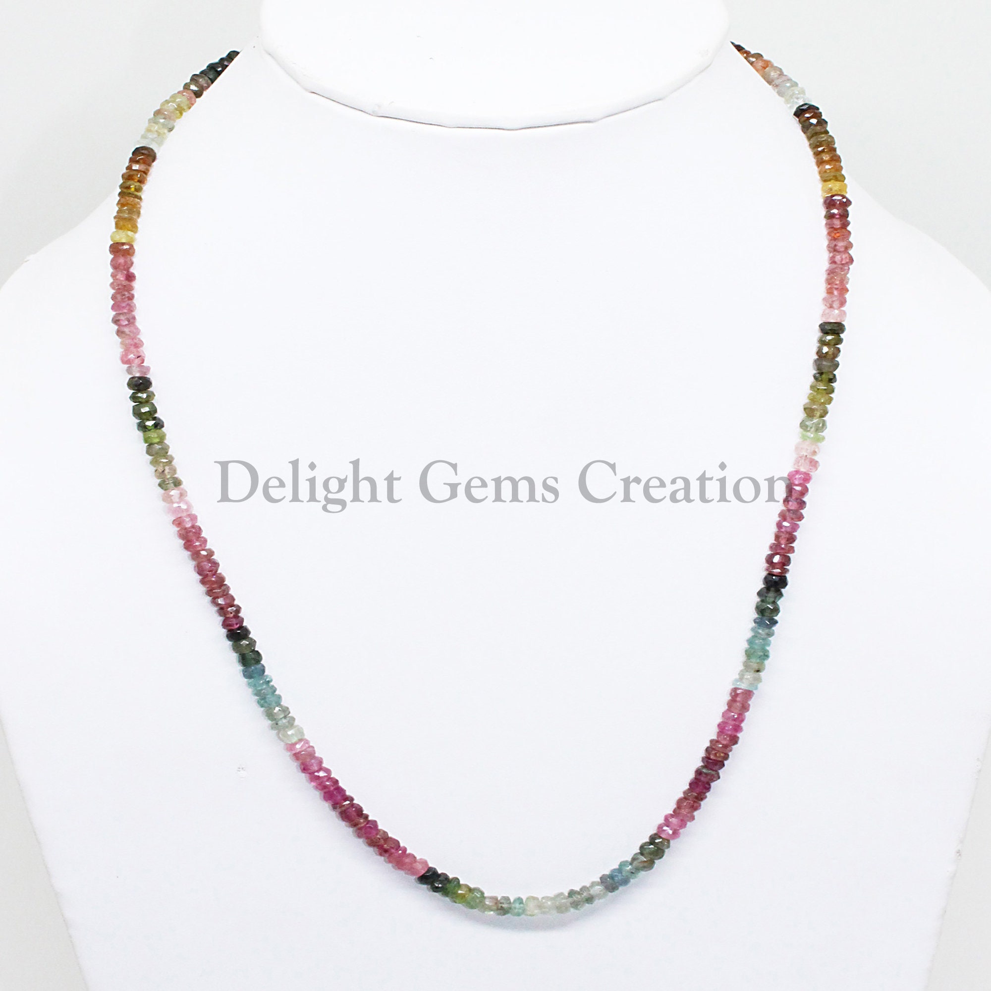 Multi Tourmaline Necklace, 4.5mm-5mm Natural Multi Color Tourmaline ...