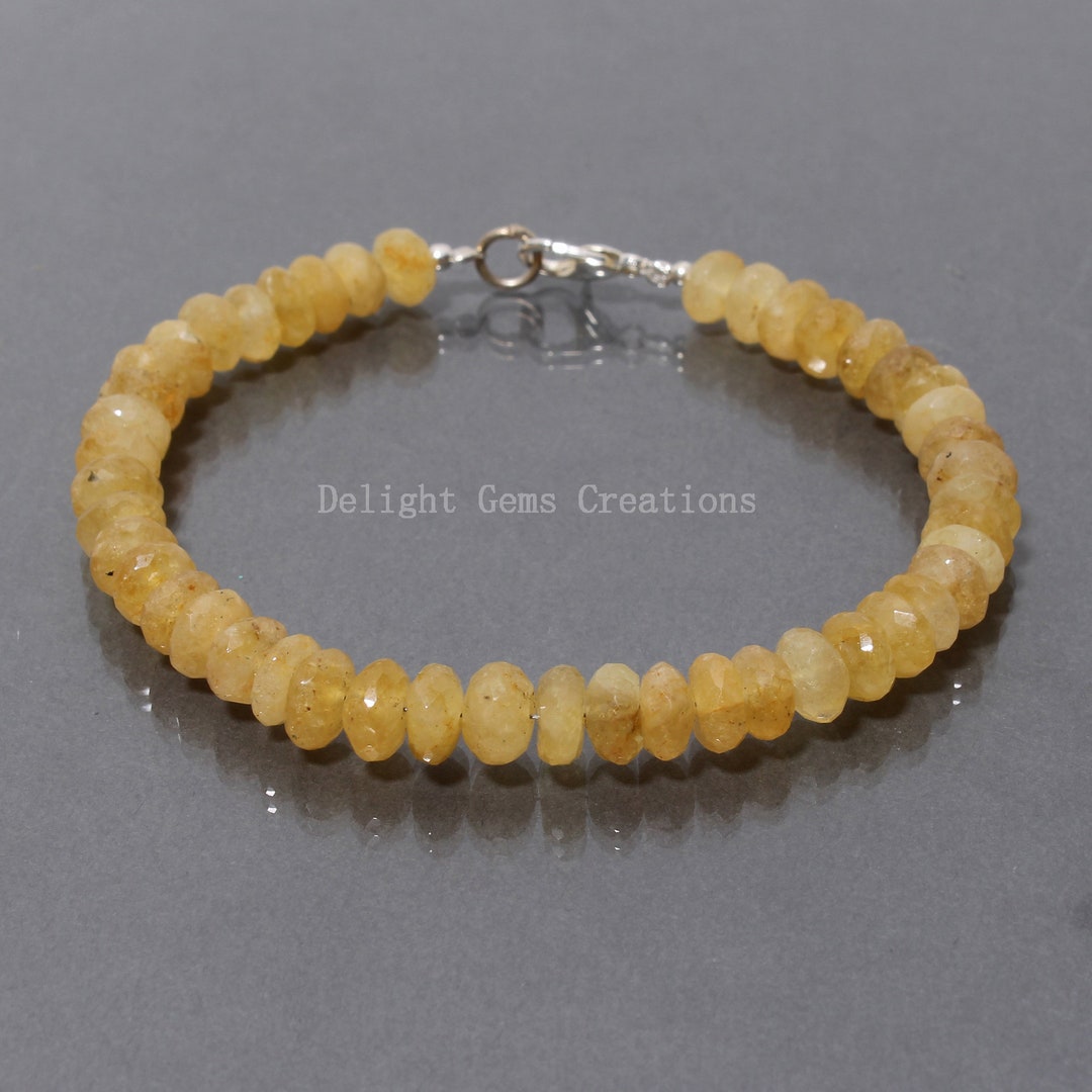 Yellow Heliodor Golden Beryl Gemstone Beads Bracelet, 7-7.5mm Heliodor ...