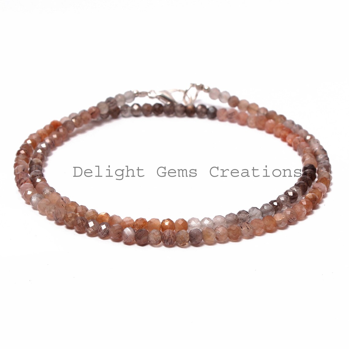 Multi Moonstone Necklace-3-3.5mm Moonstone Faceted Roundel - Etsy