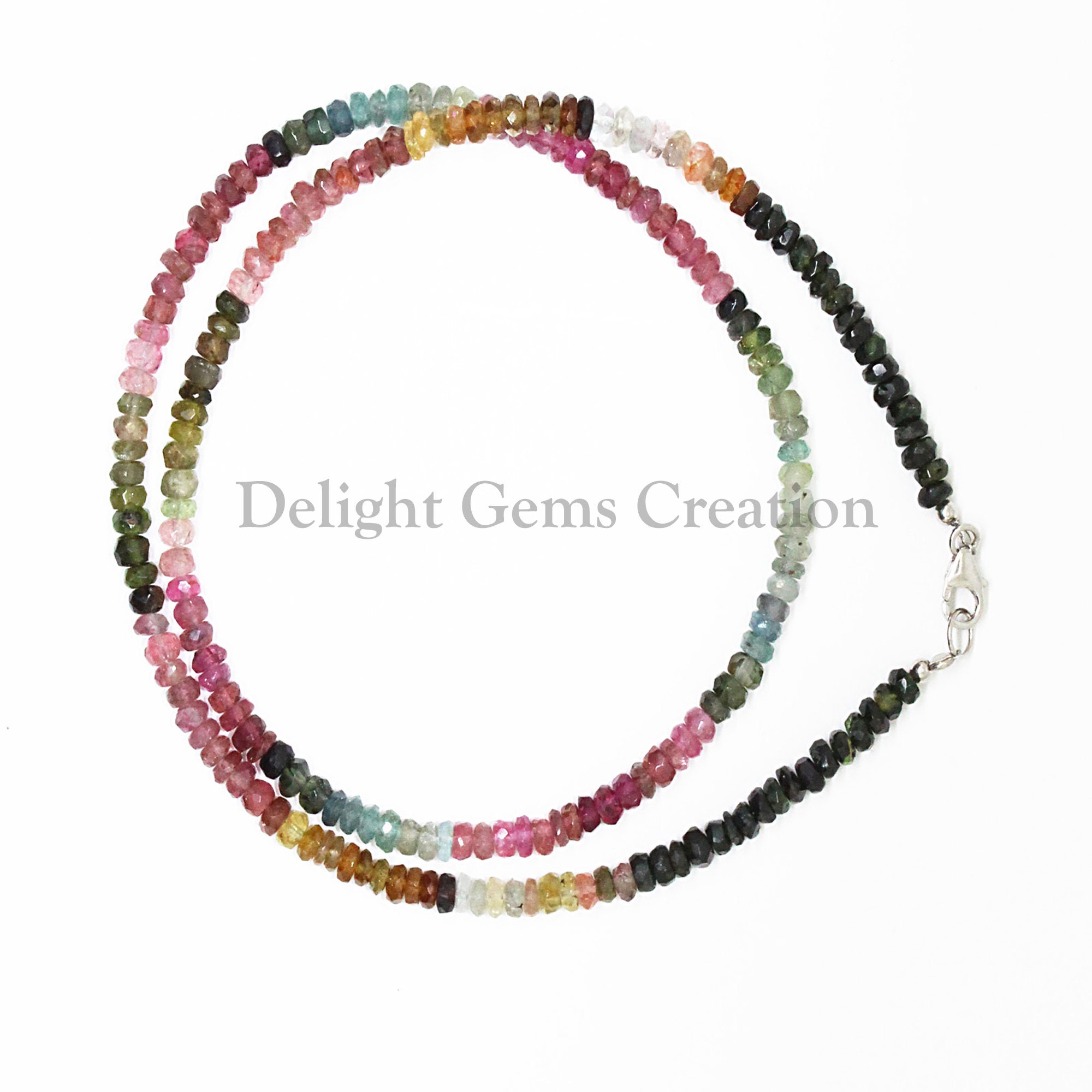 Multi Tourmaline Necklace, 4.5mm-5mm Natural Multi Color Tourmaline ...