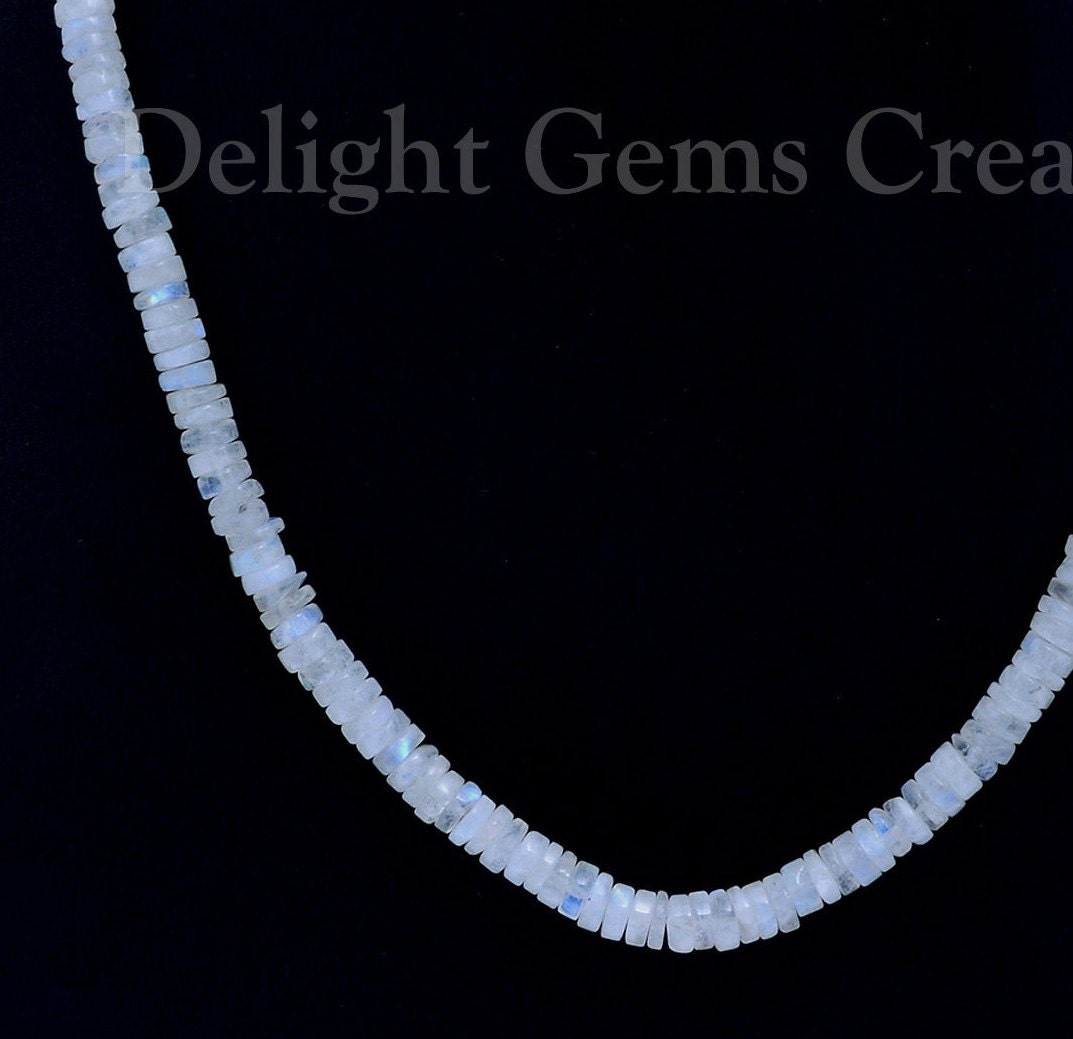 White Rainbow Moonstone Beaded Necklace 6mm Moonstone Smooth - Etsy