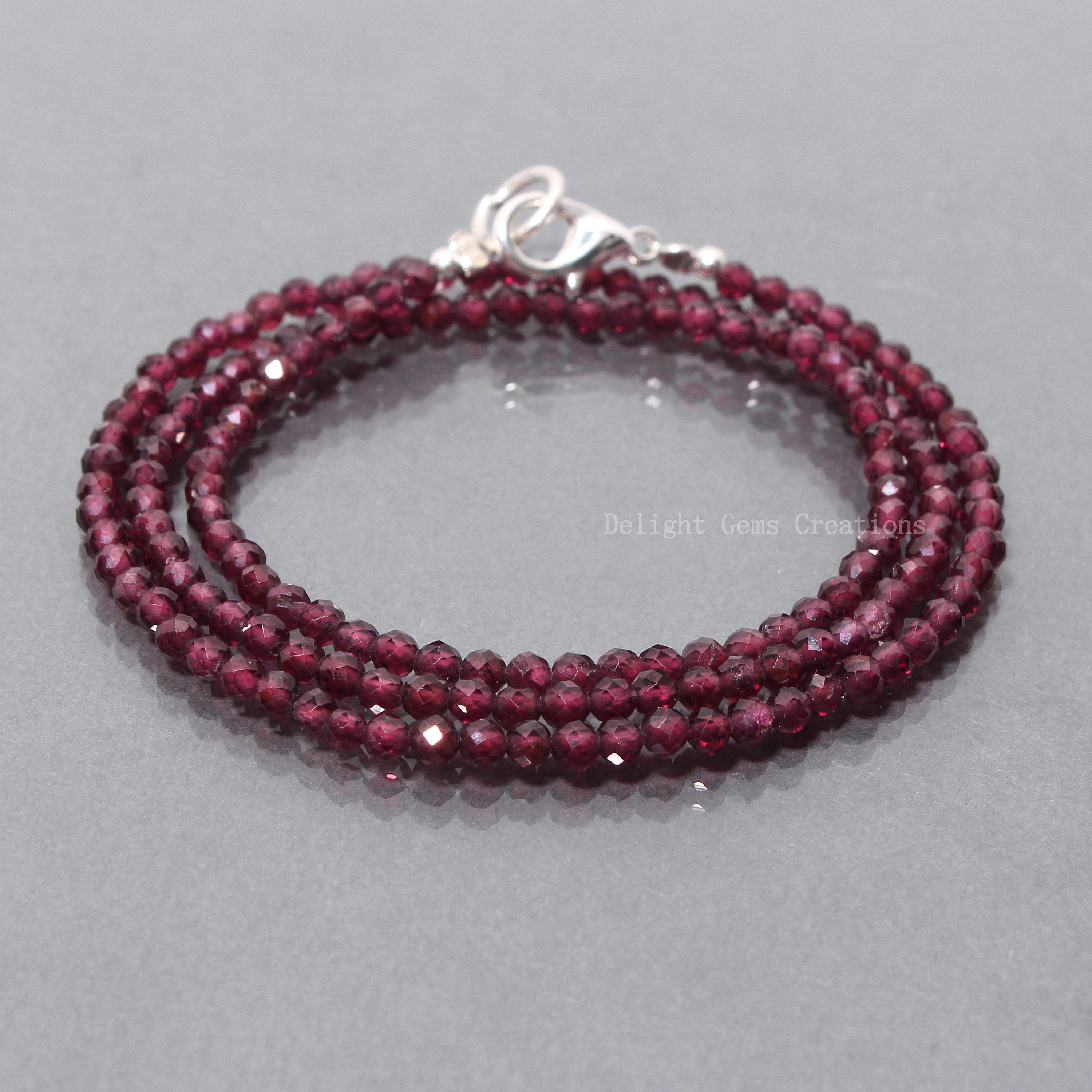 Natural Rhodolite Garnet Beaded Necklace. 3mm Rhodolite Garnet - Etsy