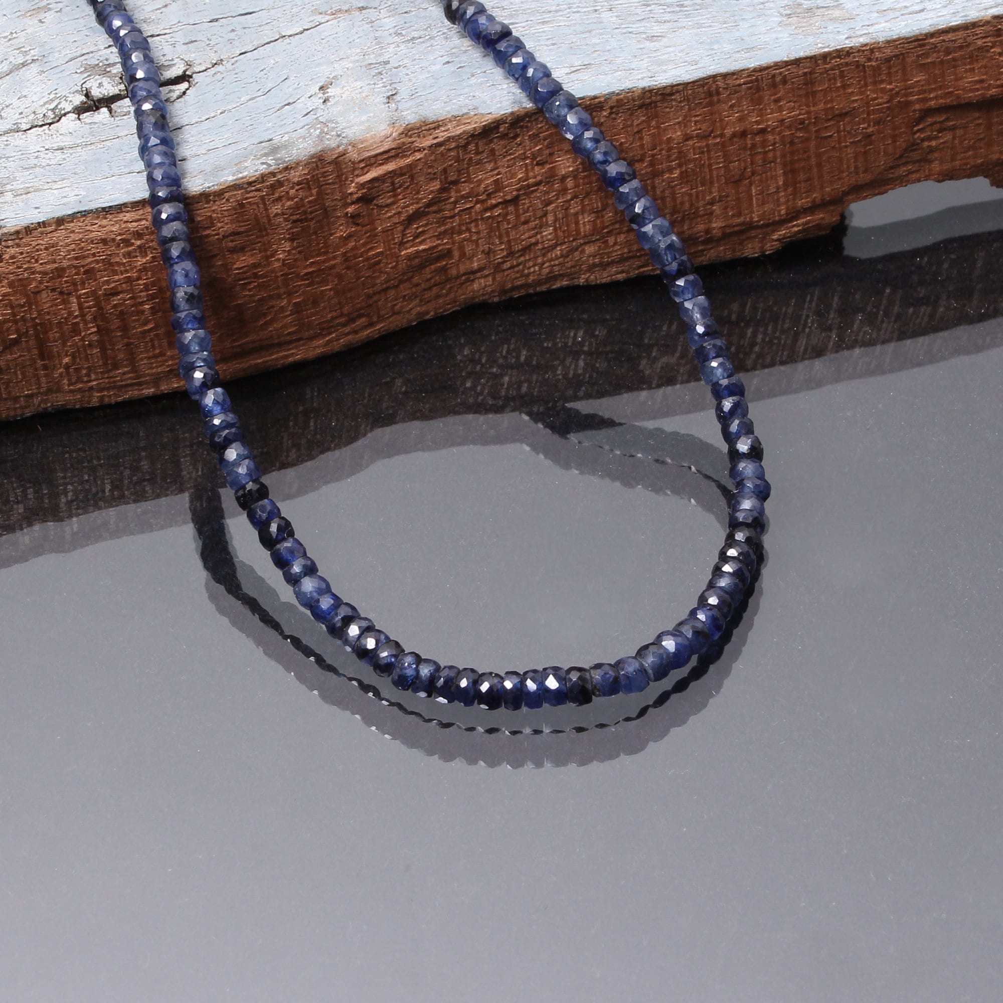 Blue Sapphire Beaded Necklace 3.5-4mm Blue Sapphire Faceted - Etsy