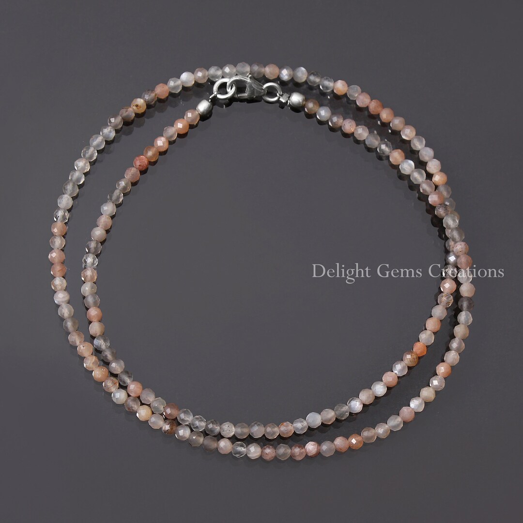 Multi Moonstone Necklace-3-3.5mm Moonstone Faceted Roundel Beads ...