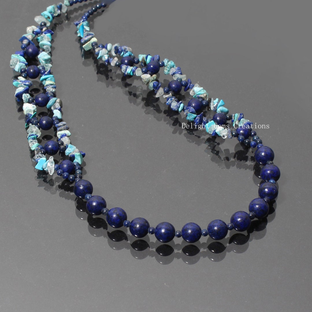 Beautiful Lapis Lazuli With Lapis-aqua-turquoise Chips Designer ...