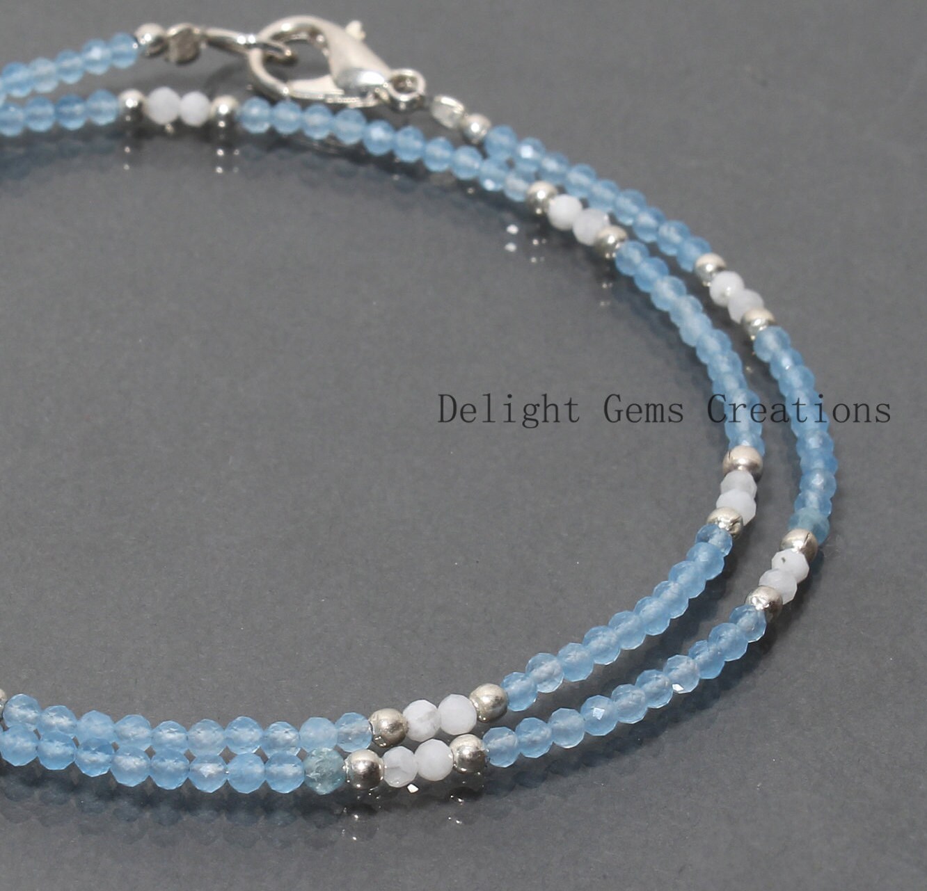 Natural Blue Quartz With Moonstone Beaded Necklace 2.5mm - Etsy