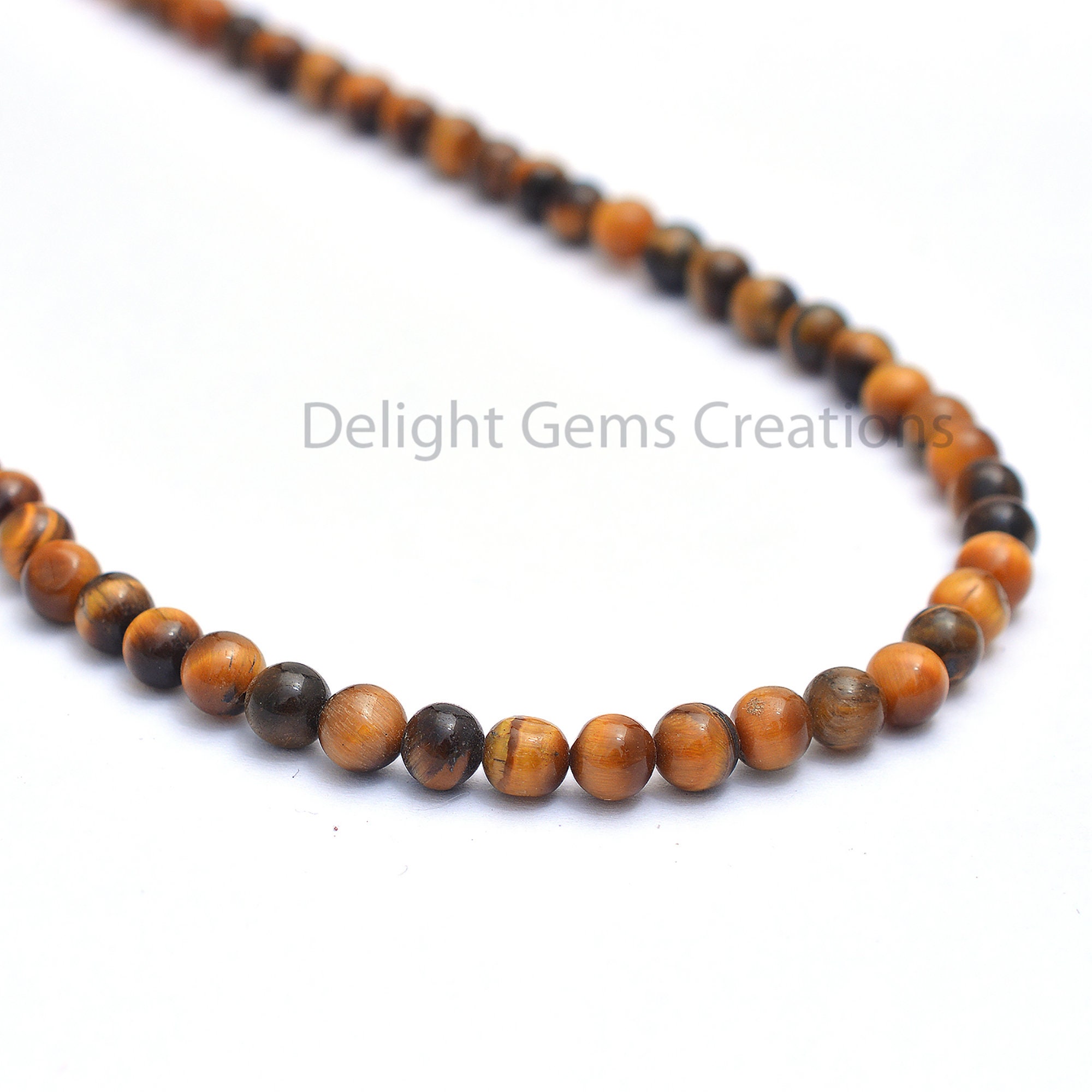 Tiger Eye Necklace 5-6mm Genuine Tigers Eye Beaded Necklace | Etsy