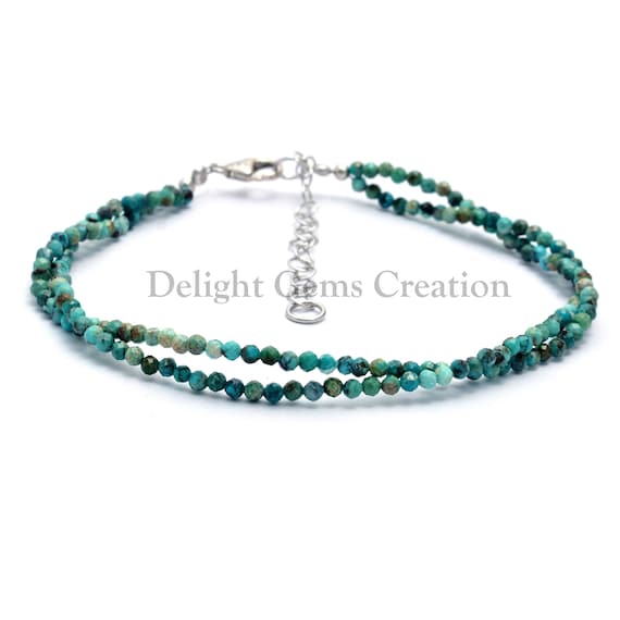 Natural Turquoise Beaded Bracelet Turquoise 2mm Micro Faceted - Etsy