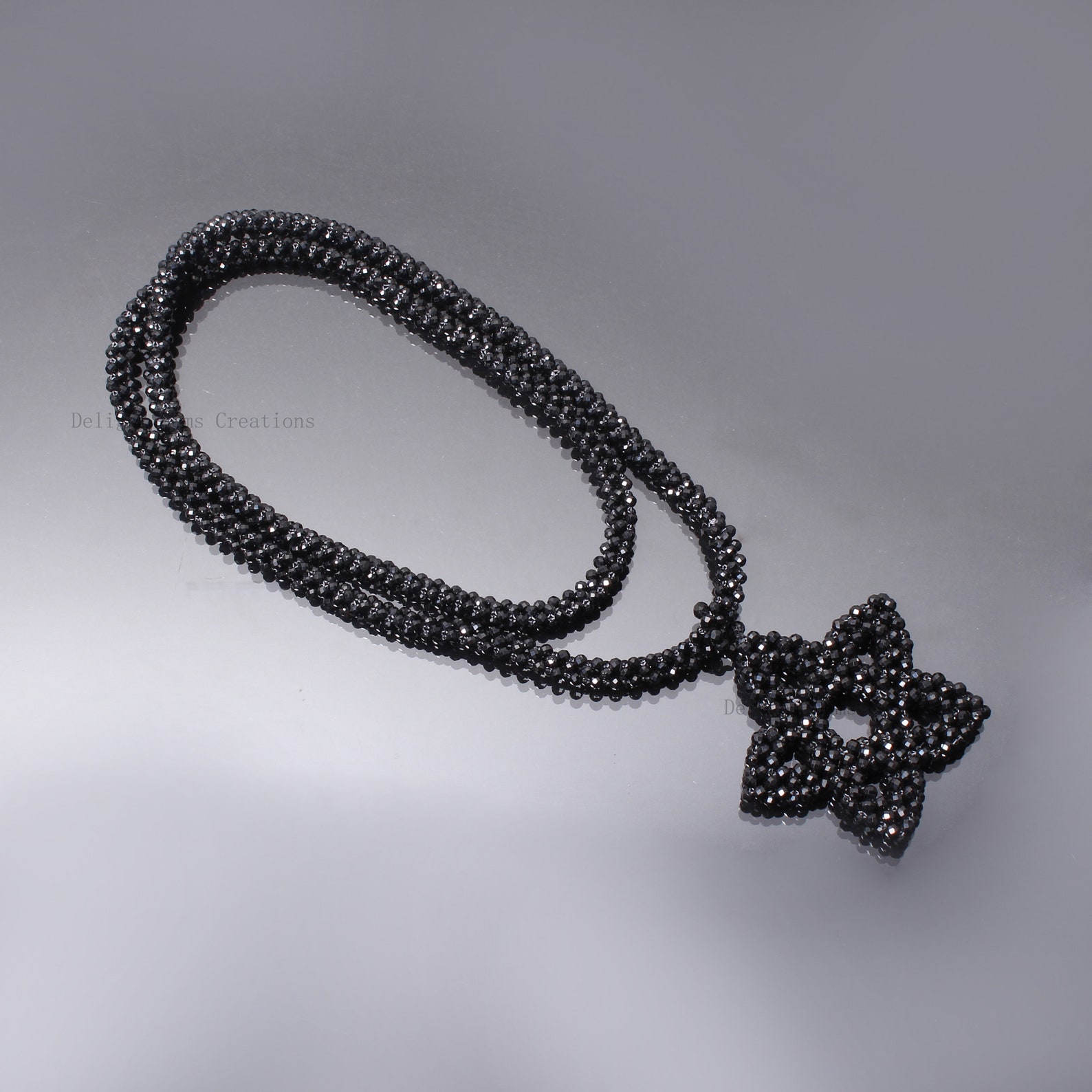 Hand Woven Black Spinel Necklace Natural Spinel Gemstone | Etsy