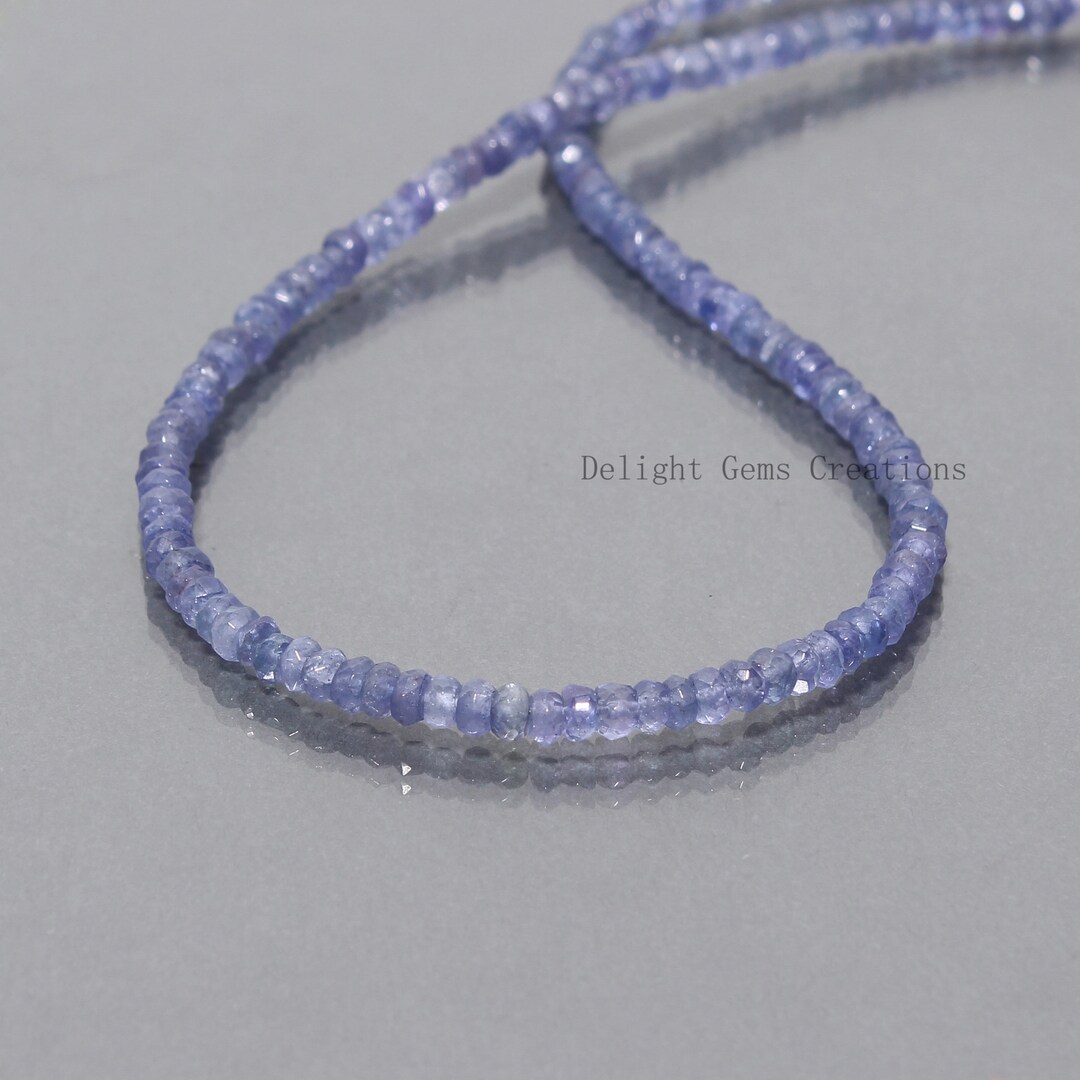 Genuine Tanzanite Stone Beads Necklace, 3.75mm Tanzanite Faceted ...