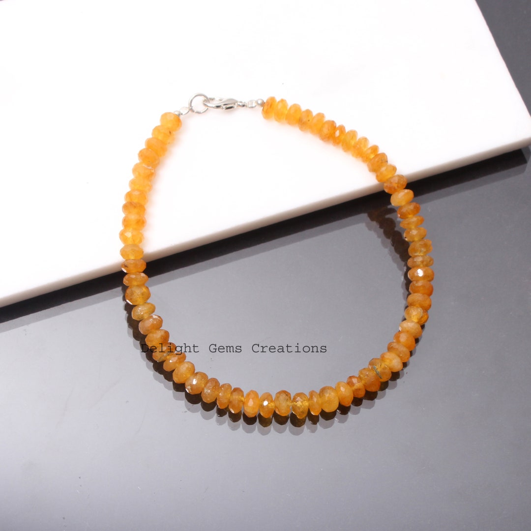 Natural Yellow Heliodor Beaded Bracelet-6mm-6.5mm AAA Yellow Aquamarine ...