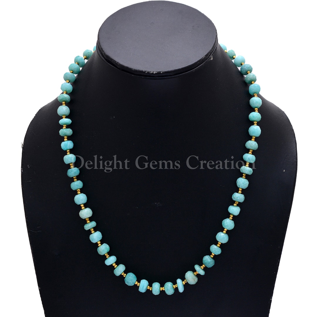 Amazonite Beaded Necklace, Amazonite With Golden Hematite Beads ...