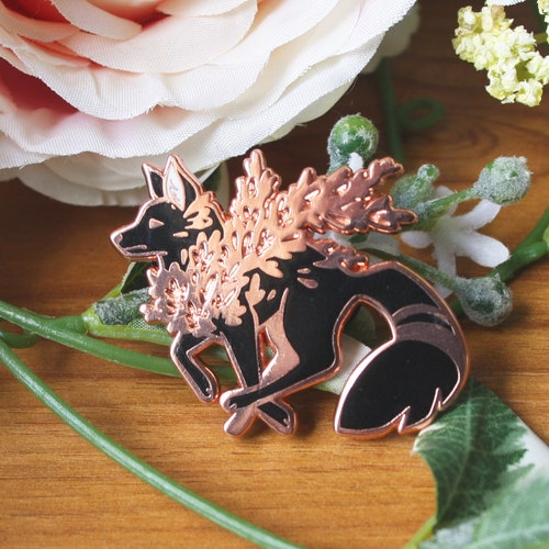 Rose Gold Fox Enamel Pin Badge - Etsy