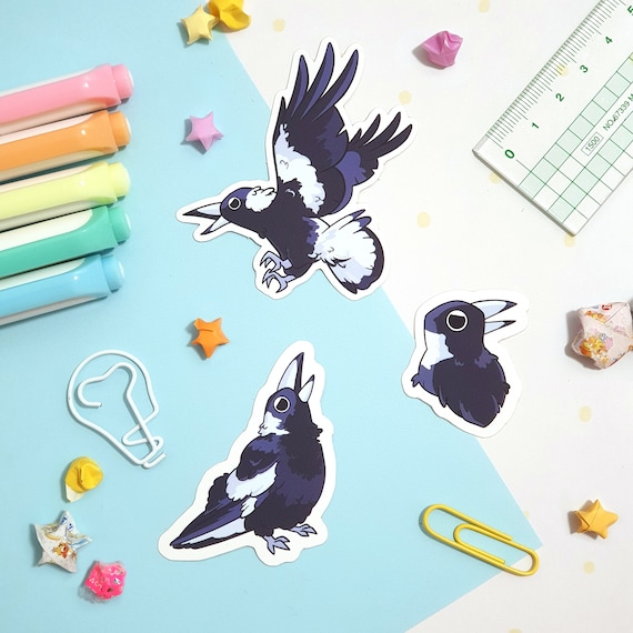 Magpie Sticker Set 3pc | Etsy