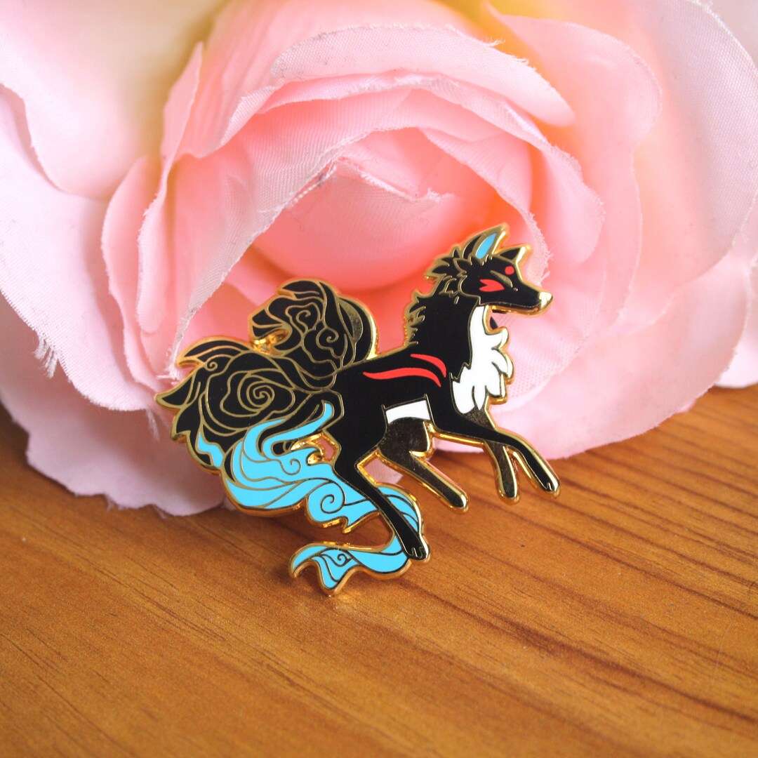 Kitsune Hard Enamel Pin (black) - Etsy