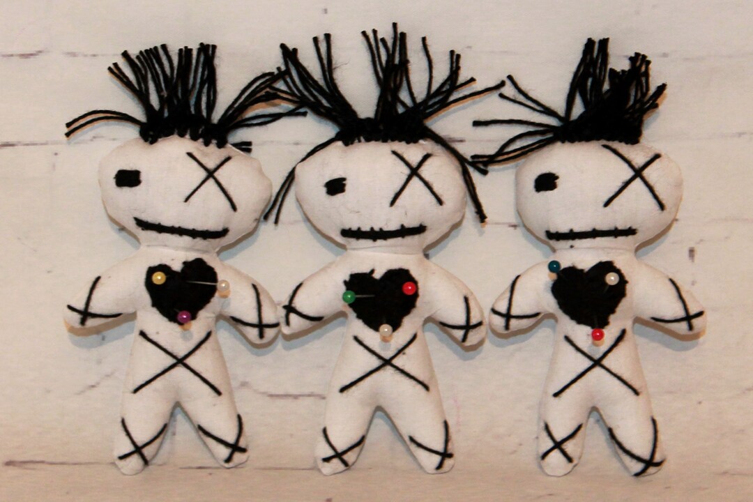 3 Voodoo Dolls Black White Gift Halloween Good Luck Charm - Etsy