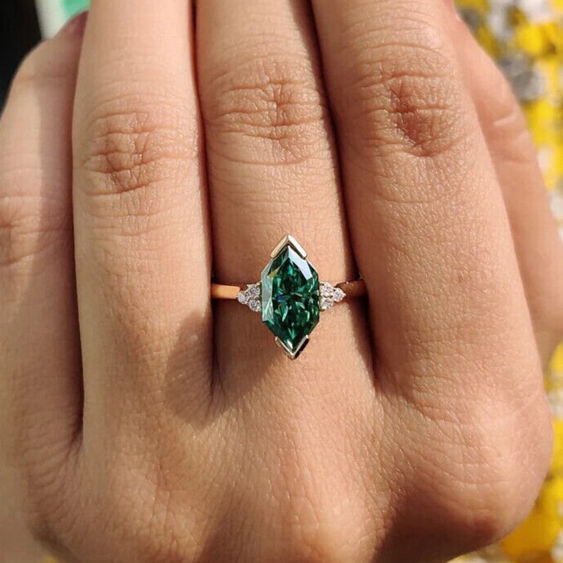 2.30CT Dark Green Dutch Marquise Cut Moissanite Cluster - Etsy