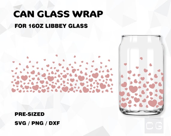 Floating Hearts Libbey 16oz Can Glass Wrap Svg Valentines Etsy