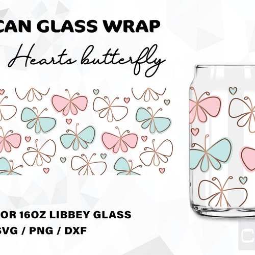 Butterflies Libbey 16oz Can Glass Svg Coffee Glass Can Beer Etsy