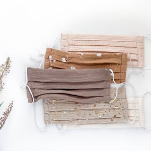 100% Cotton Beige Neutral Lightweight Face Mask With Nose Wire ...