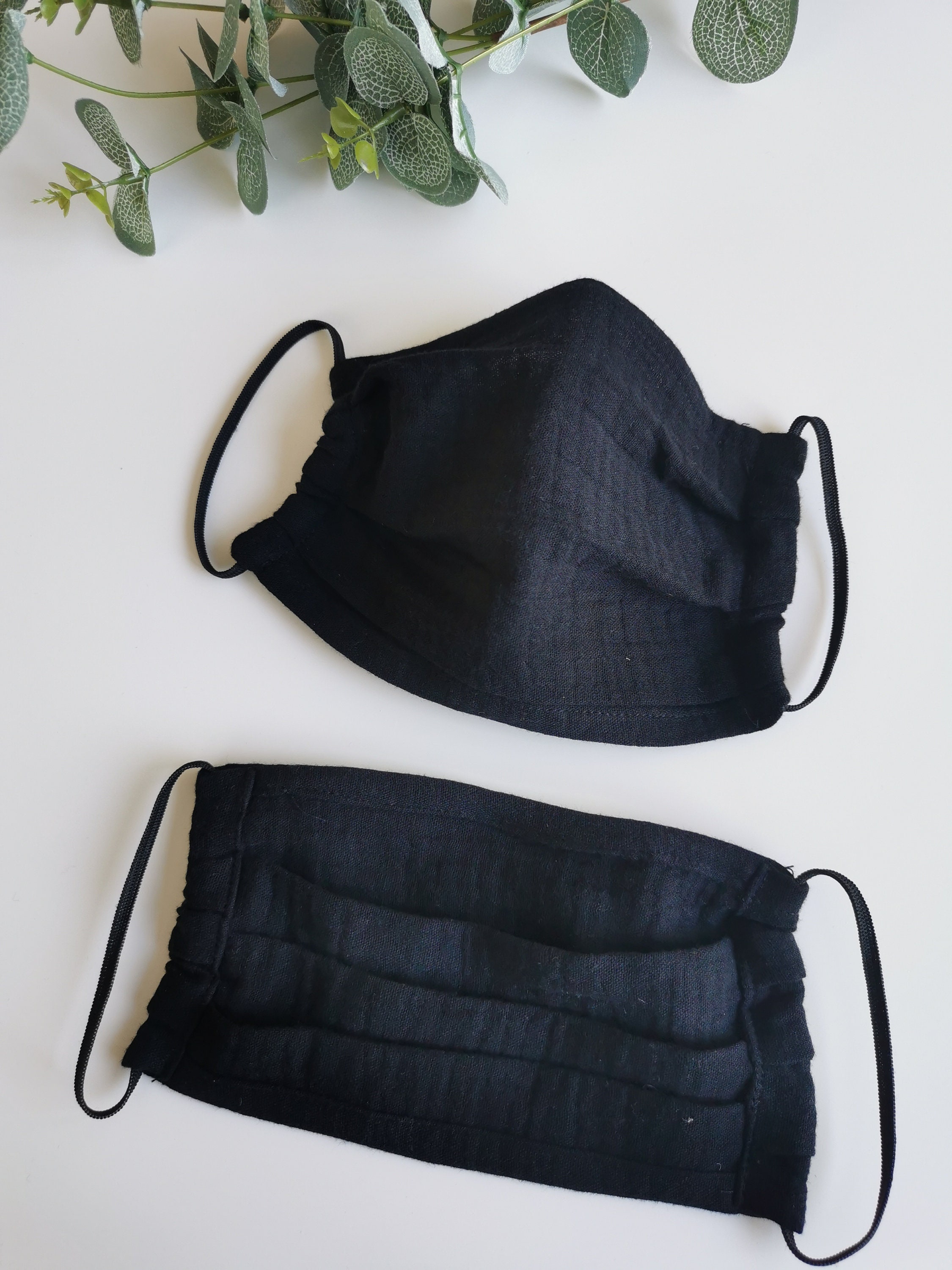 Black One Layer Mask, Solid Color Face Mask, Single Layer Muslin Mask ...