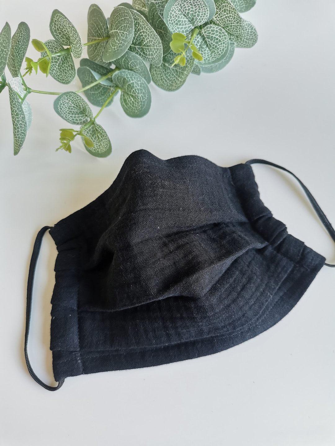 Black One Layer Mask, Solid Color Face Mask, Single Layer Muslin Mask ...