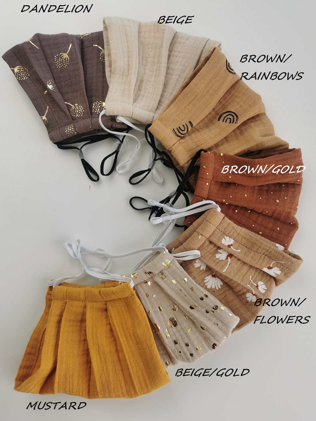 SET of Face Masks, Brown Face Mask, Muslin Face Mask, Organic Cotton ...