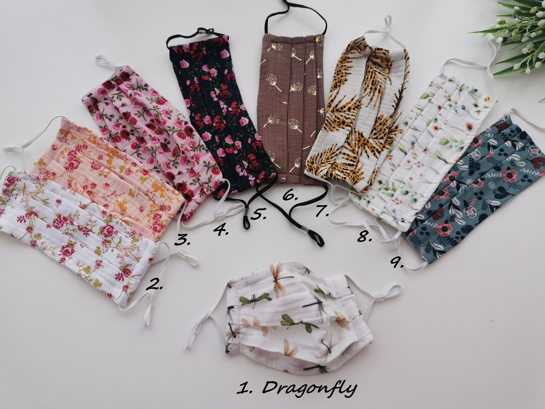 Floral One Layer Face Mask,organic Face Mask Single Layer Nose Wire ...