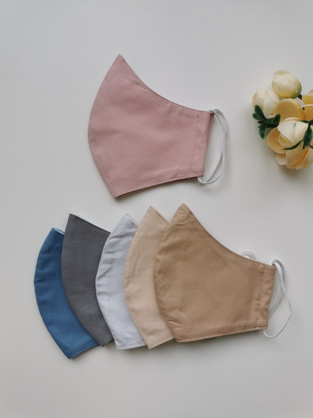 Solid Color Pastel Organic Cotton Face Mask With Filter Pocket, - Etsy