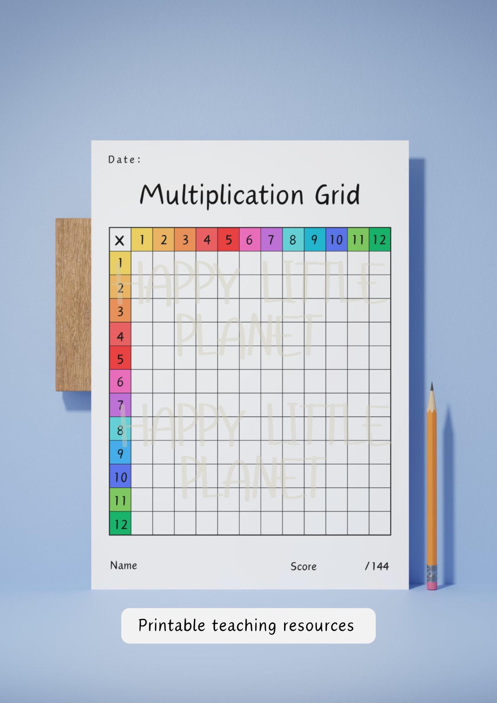 Printable Multiplication Grid Fillable, Times Tables Grid 1 12, Single ...