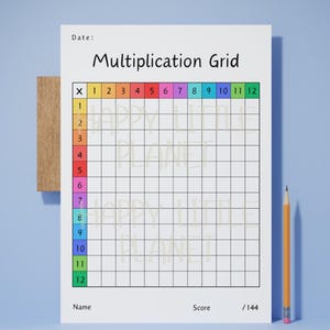 Printable Multiplication Grid Fillable, Times Tables Grid 1 12, Single ...