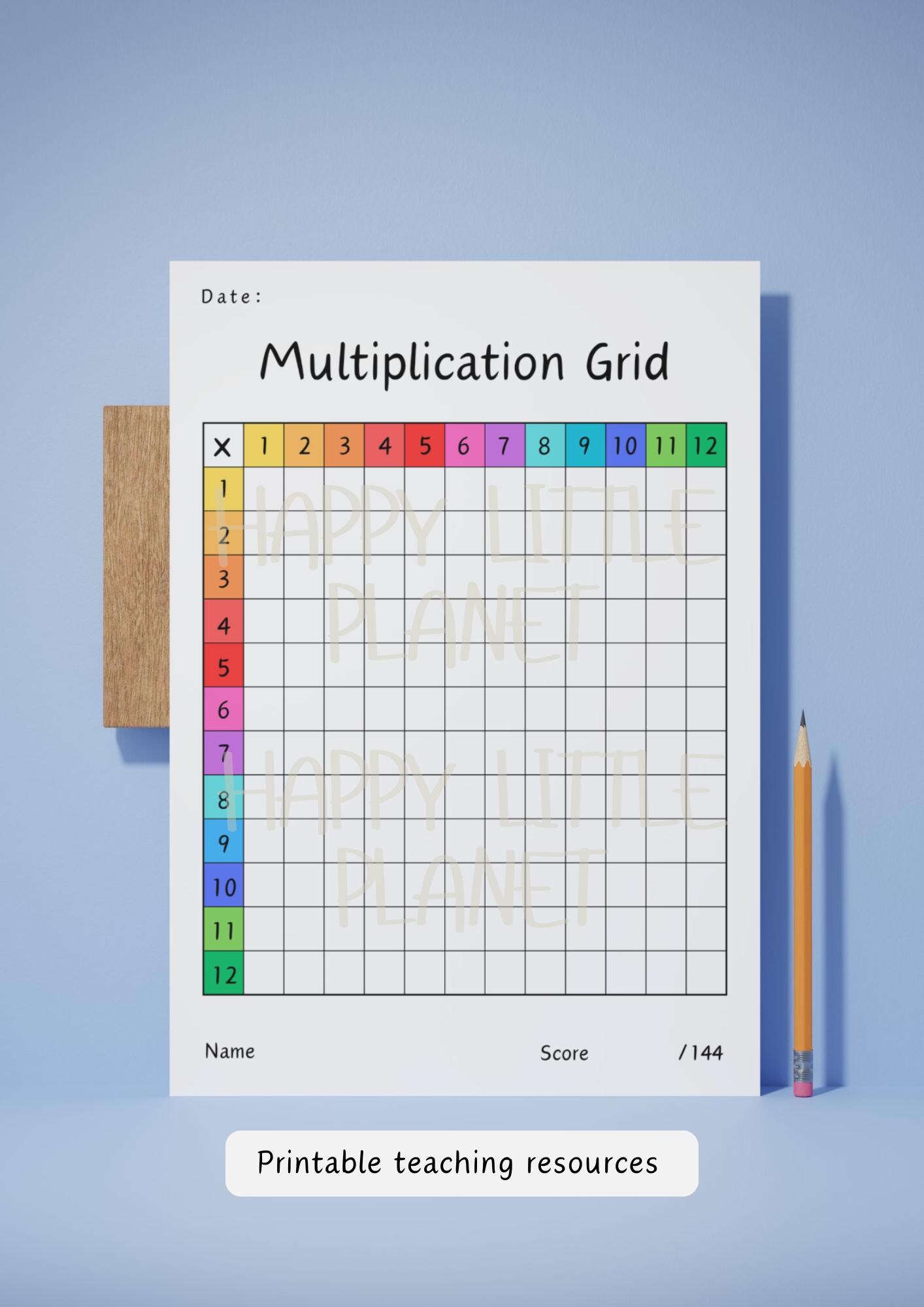 Printable Multiplication Grid Fillable, Times Tables Grid 1 12, Single ...