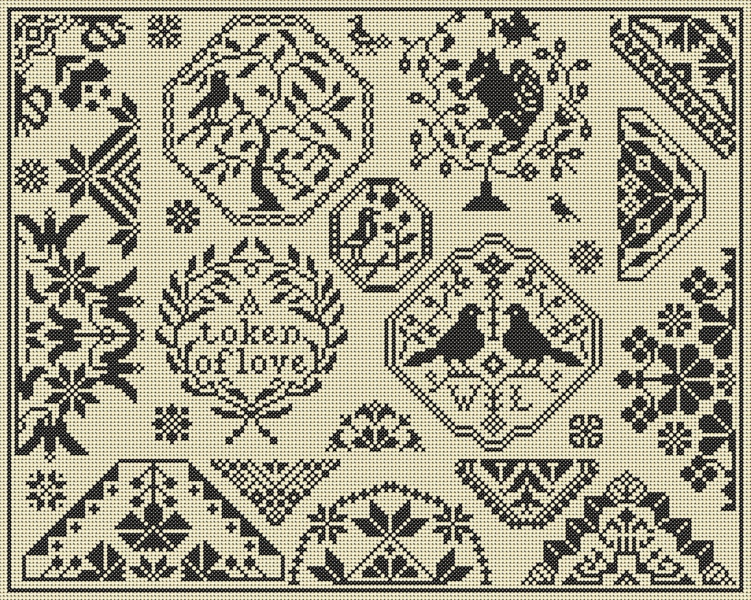 Quaker Cross Stitch Sampler PDF Chart/pattern Using Original Quaker ...