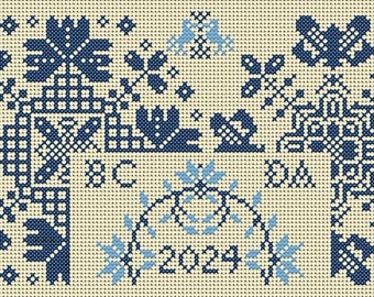 Quaker Cross Stitch Sampler PDF Chart/pattern Using Original Quaker ...
