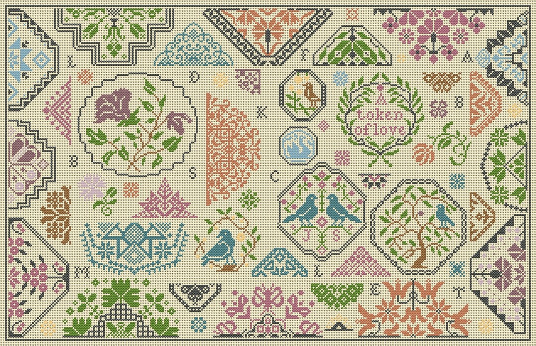 Quaker Sampler in Cross Stitch Chart PDF Using Original Quaker Pattern ...