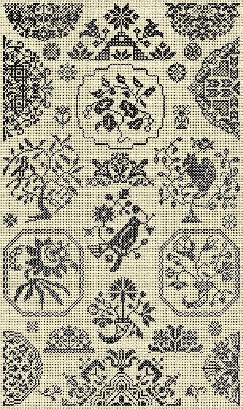 Quaker Cross Stitch Sampler PDF Chart/pattern Using Original Quaker ...