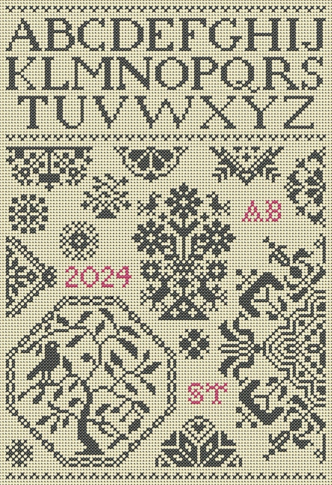 Quaker Cross Stitch Sampler PDF Chart/pattern Using Original Quaker ...