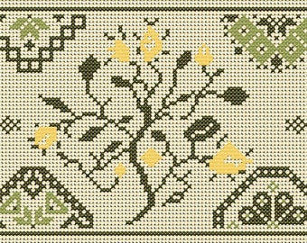Quaker Cross Stitch Sampler PDF Chart/pattern Using Original Quaker ...