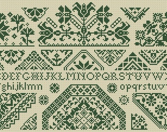 Quaker Cross Stitch Sampler PDF Chart/pattern Using Original Quaker ...