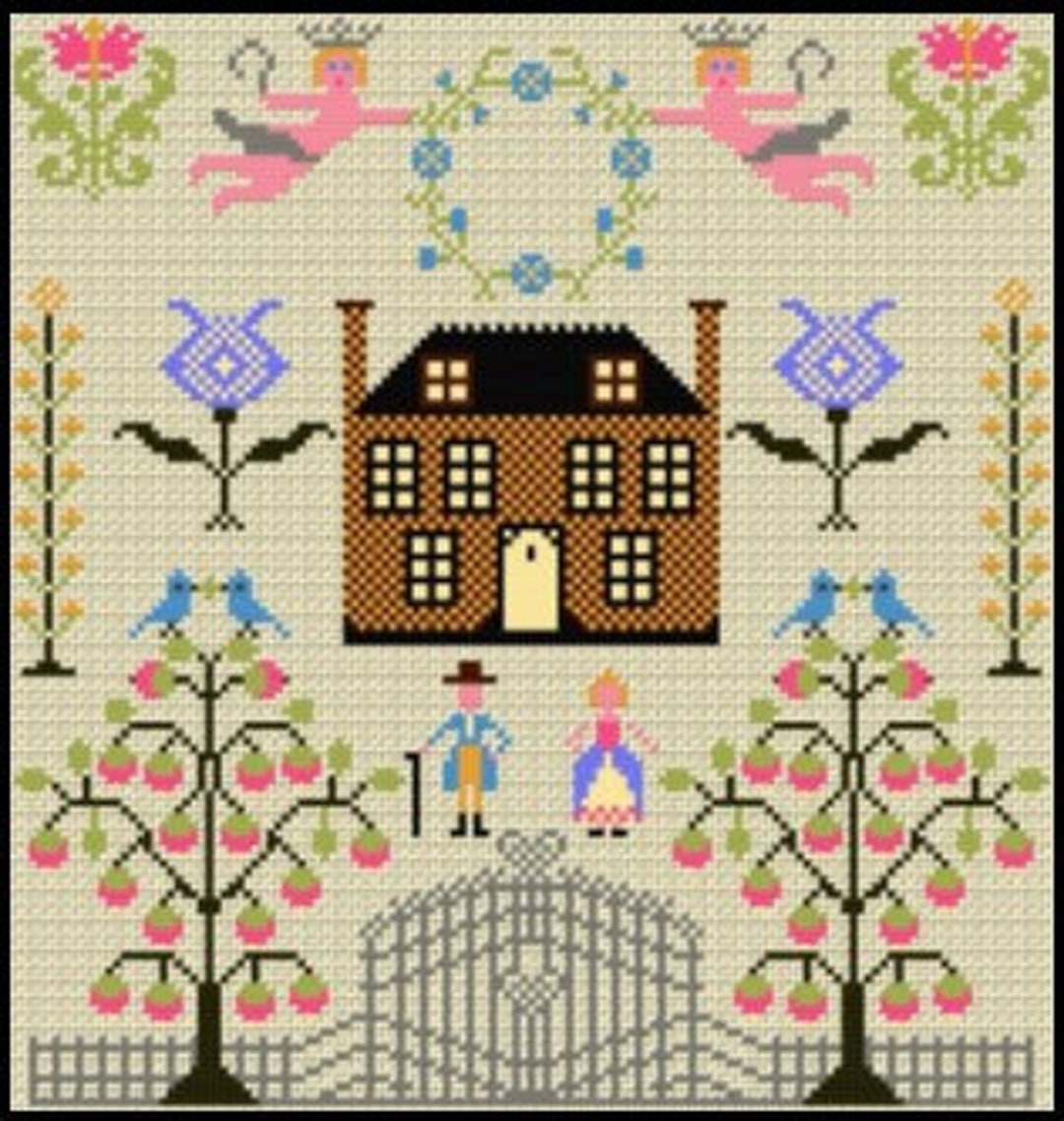 Cross Stitch Sampler Chart/patter Using Original Antique Motif and ...